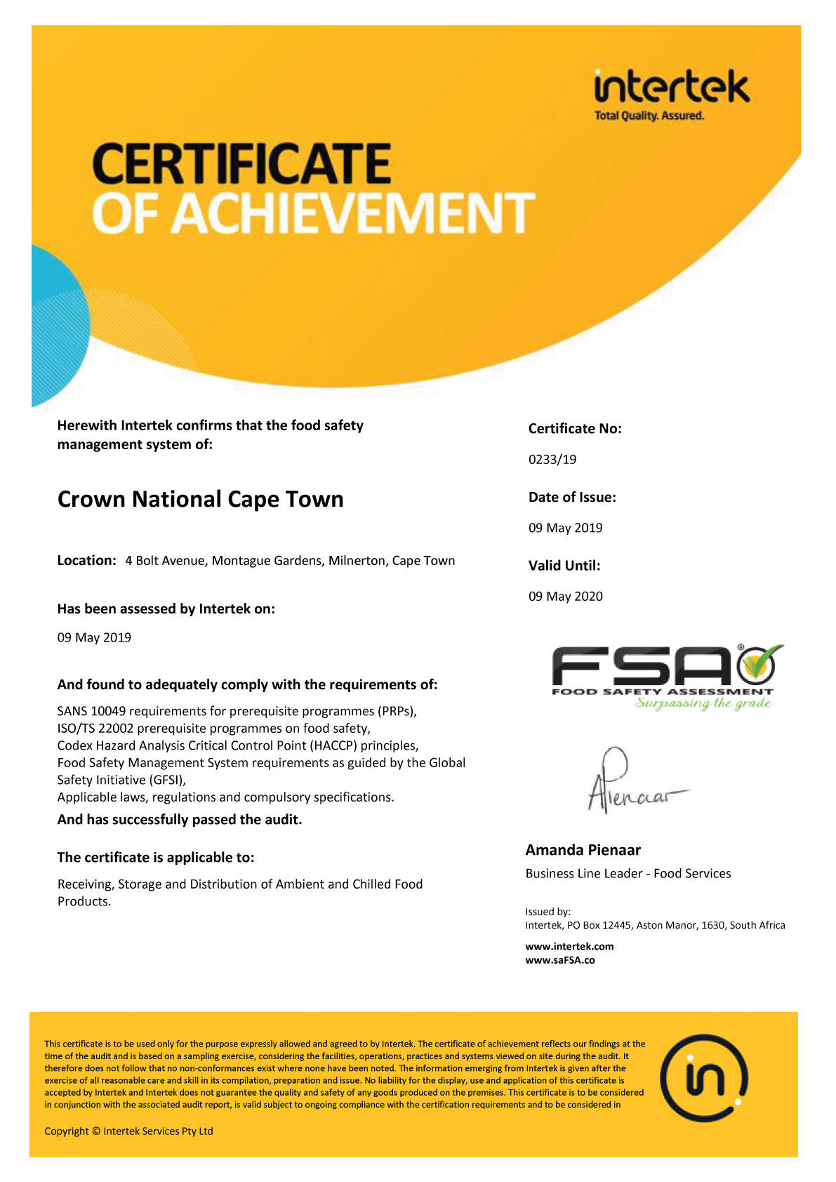 Crown Certifications - Crown National | Superior Products and Equipment ...