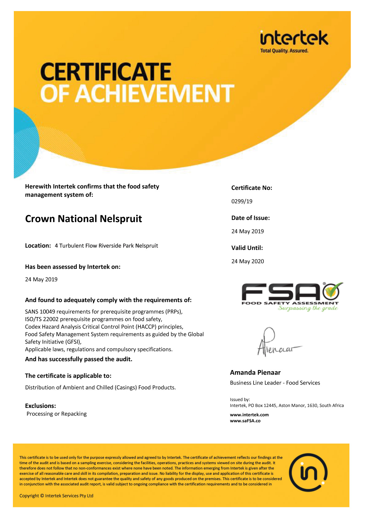 Crown Certifications - Crown National | Superior Products and Equipment ...